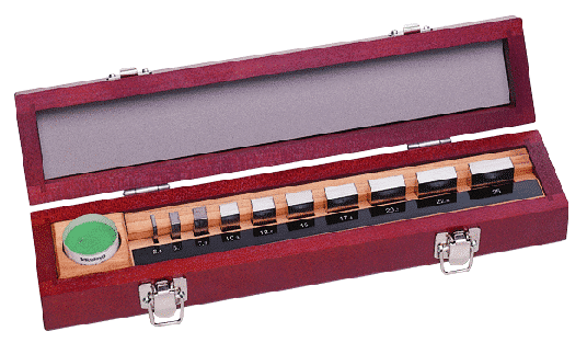 Gauge Block Set, Metric, Ins. Cert., ISO 16 Blocks, Grade 0, Steel, Opt. Parallel 12/25mm ...