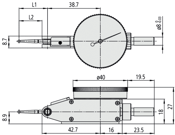 Dial Test Indicator Horizontal (Metric) | 513-401-10E | Mitutoyo ...
