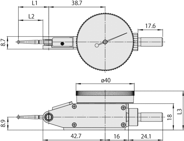 Dial Test Indicator Horizontal (Inch) | 513-403-10T | Mitutoyo ...