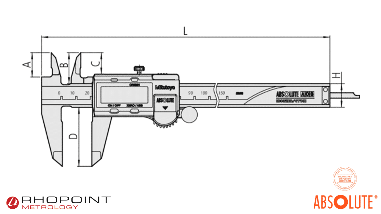 Digital ABS Carbide Tipped Caliper AOS | 500-167 | Mitutoyo Authorised ...